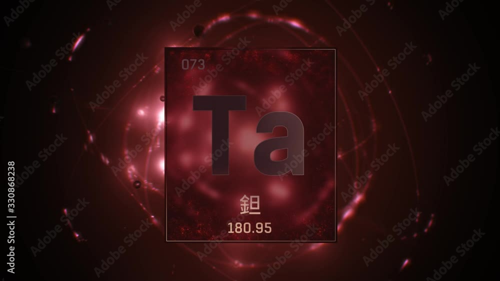 Tantalum as Element 73 of the Periodic Table. Seamlessly looping 3D ...