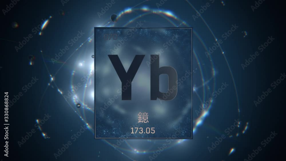 Ytterbium as Element 70 of the Periodic Table. Seamlessly looping 3D ...