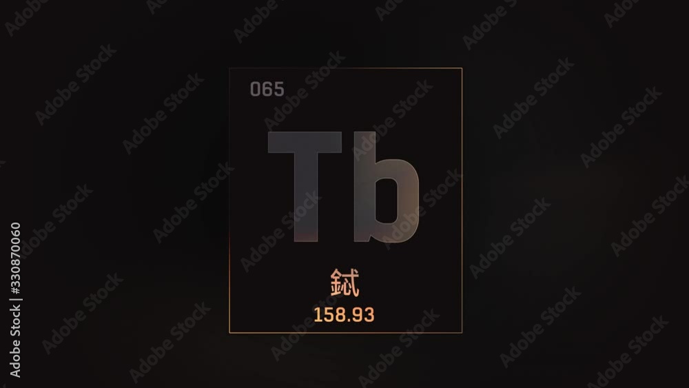 Terbium as Element 65 of the Periodic Table. Seamlessly looping 3D ...