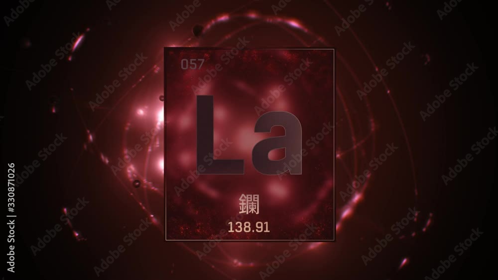 Lanthanum as Element 57 of the Periodic Table. Seamlessly looping 3D ...