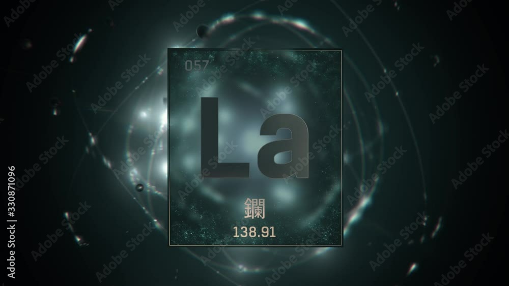 Lanthanum as Element 57 of the Periodic Table. Seamlessly looping 3D ...