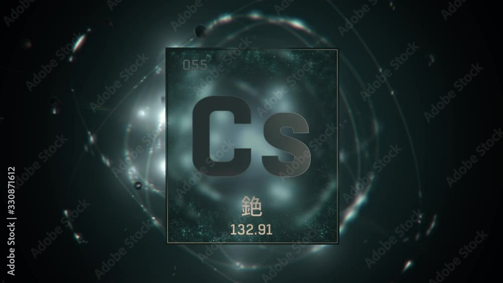 Cesium as Element 55 of the Periodic Table. Seamlessly looping 3D ...