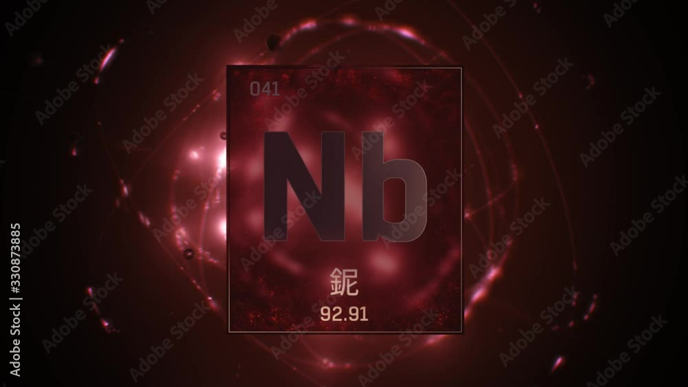 Niobium as Element 41 of the Periodic Table. Seamlessly looping 3D ...
