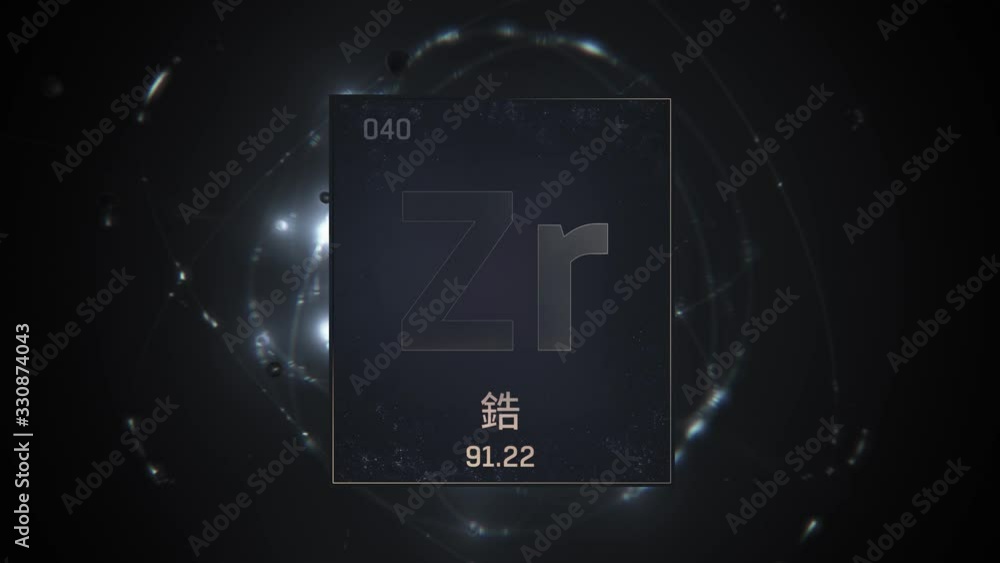 Zirconium as Element 40 of the Periodic Table. Seamlessly looping 3D ...
