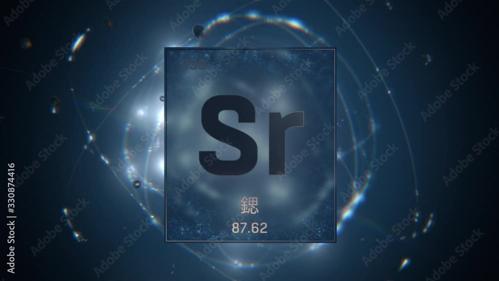Strontium as Element 38 of the Periodic Table. Seamlessly looping 3D ...