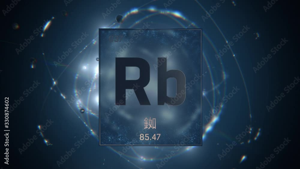 Rubidium as Element 37 of the Periodic Table. Seamlessly looping 3D ...