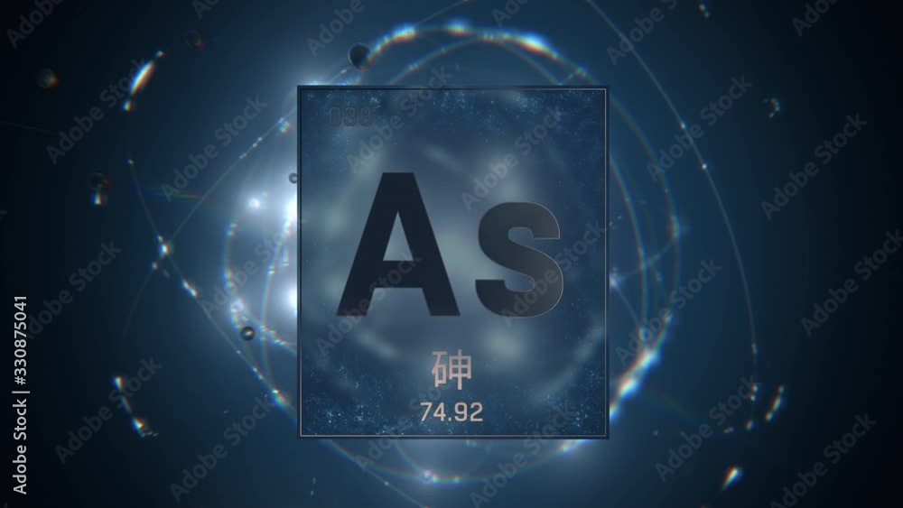 Arsenic as Element 33 of the Periodic Table. Seamlessly looping 3D ...