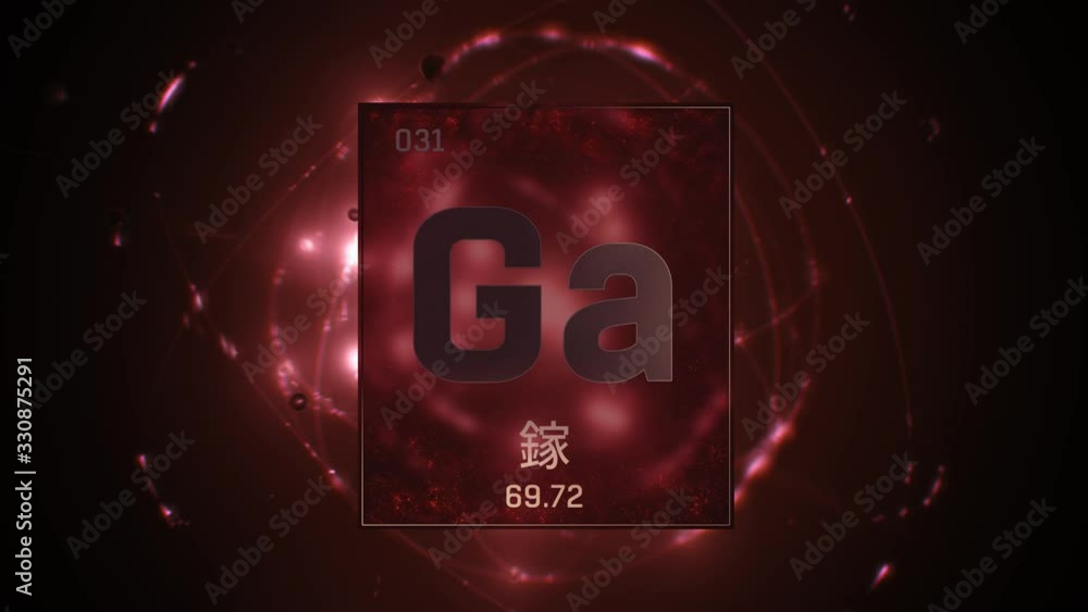 Gallium as Element 31 of the Periodic Table. Seamlessly looping 3D ...