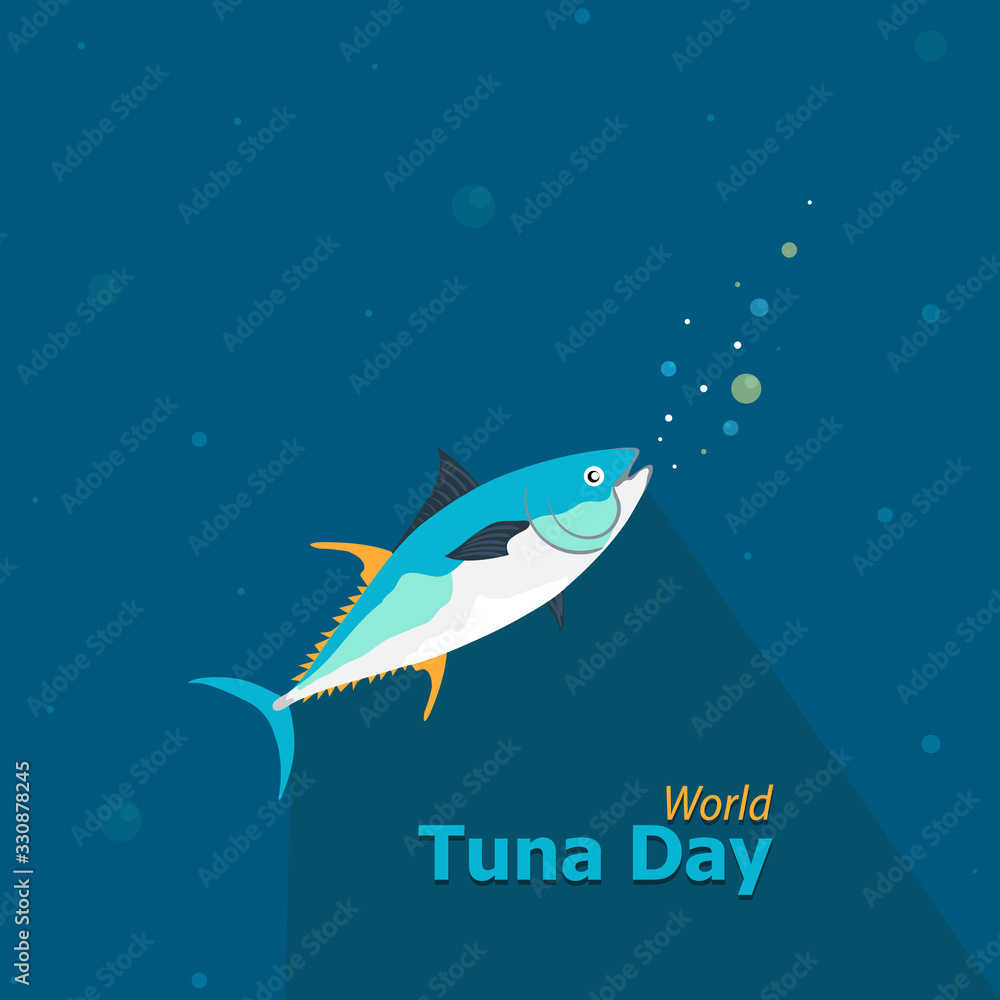 Colorful card/banner/poster/ad/campaign to celebrate the world Tuna Day ...