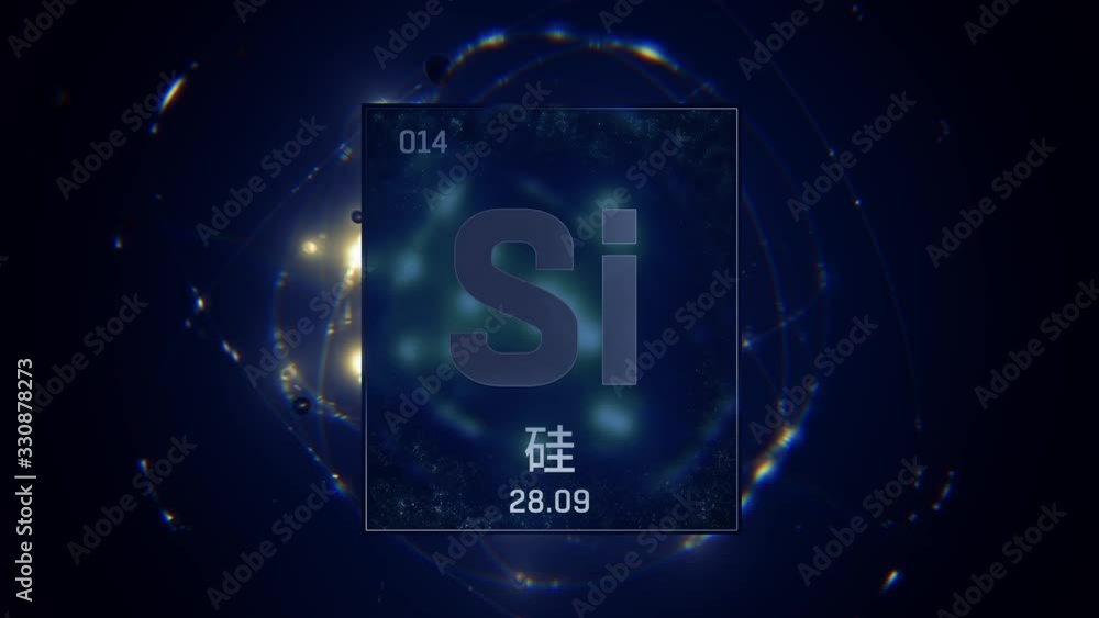 Silicon as Element 14 of the Periodic Table. Seamlessly looping 3D ...