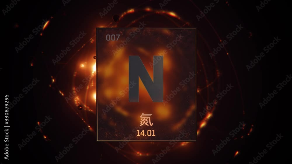 Nitrogen as Element 7 of the Periodic Table. Seamlessly looping 3D ...