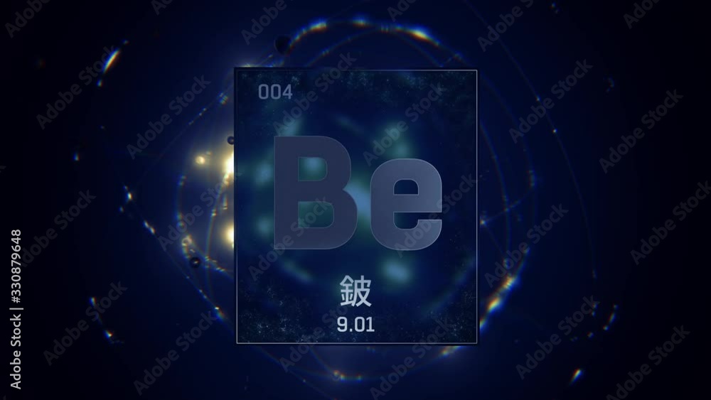 Beryllium as Element 4 of the Periodic Table. Seamlessly looping 3D ...