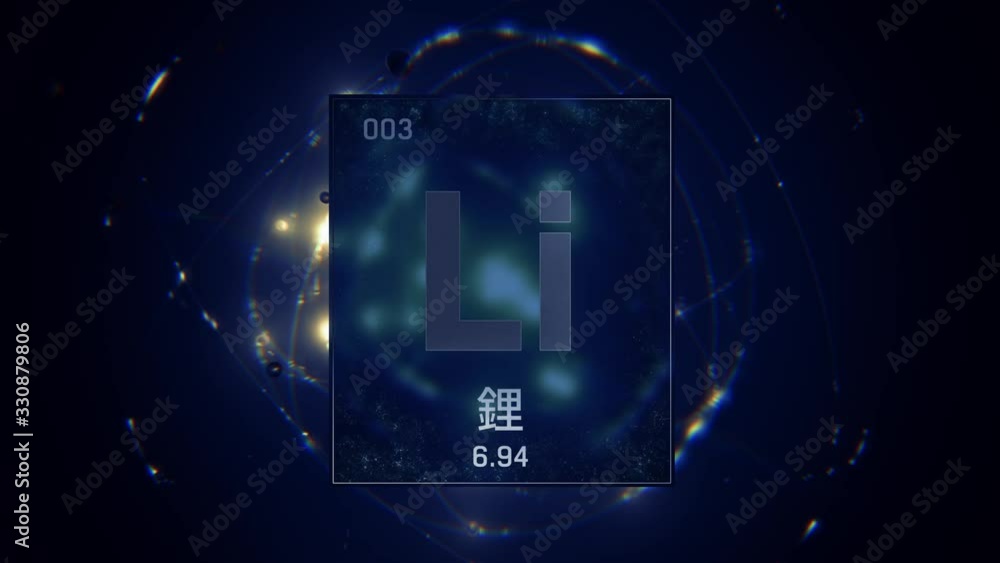 Lithium as Element 3 of the Periodic Table. Seamlessly looping 3D ...