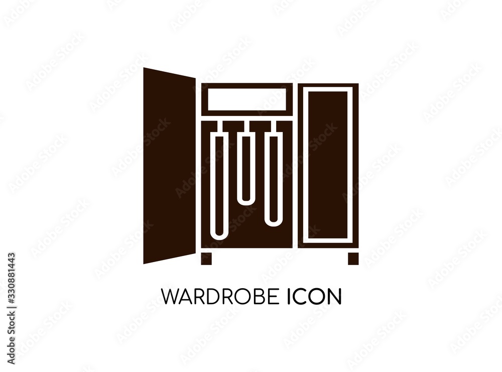 Wardrobe Icon Vector in Monogram Concept. Design with Black Isolated on ...