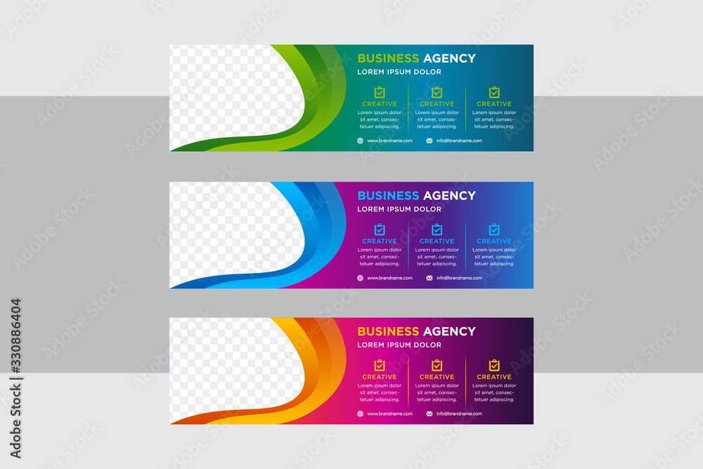 Set of color gradients vector web banners with place for photo or image ...