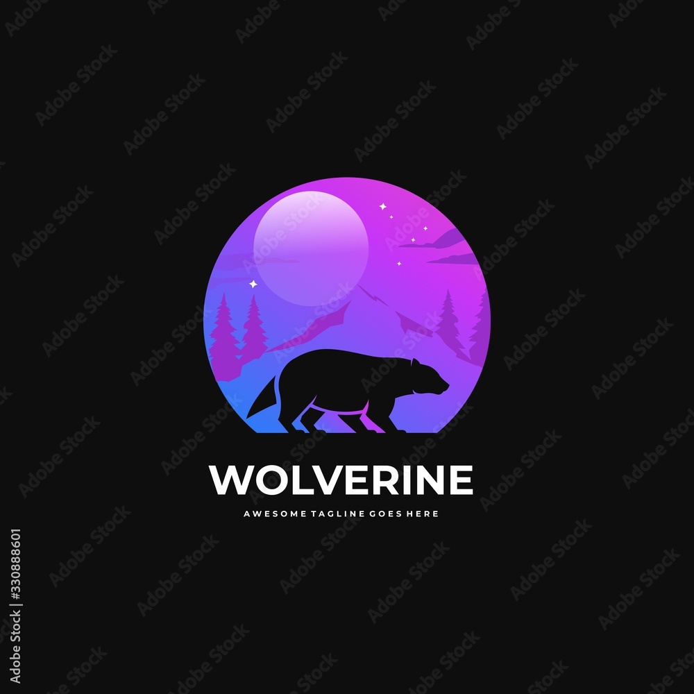 Vector Logo Illustration Wolverine Silhouette Style. Stock Vector ...