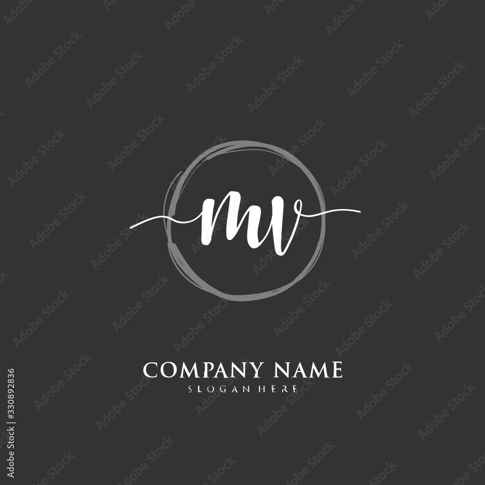 Handwritten initial letter M V MV for identity and logo. Vector logo ...