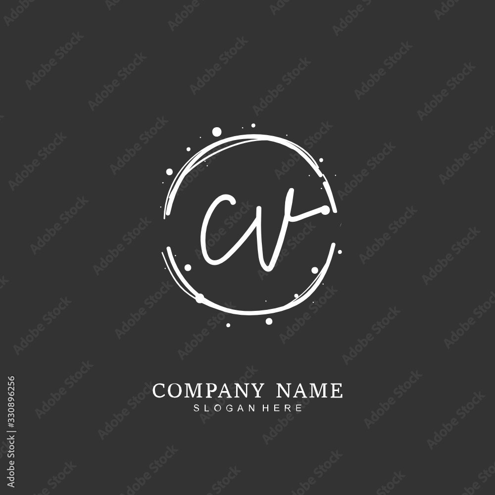 Handwritten initial letter C V CV for identity and logo. Vector logo ...