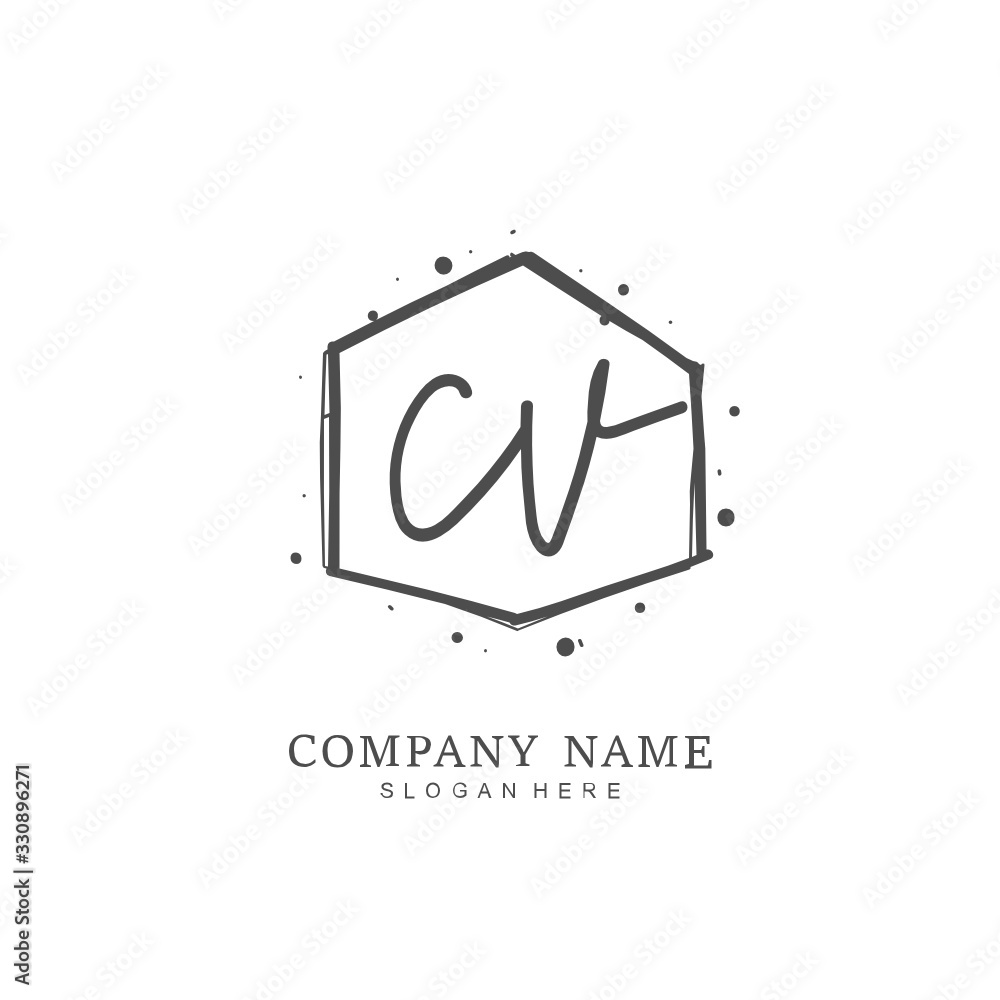 Handwritten initial letter C V CV for identity and logo. Vector logo ...
