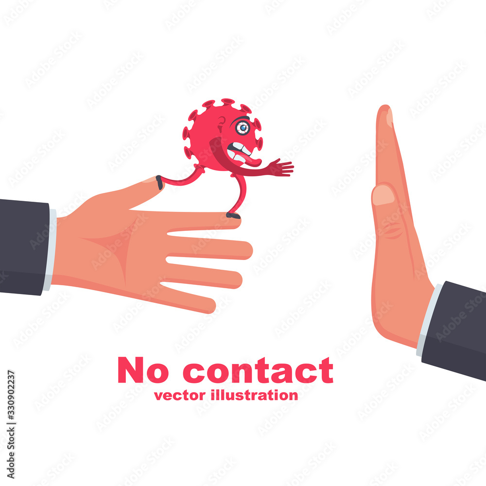 Bacteria on hand. Coronavirus transmitted through a handshake. Gesture ...