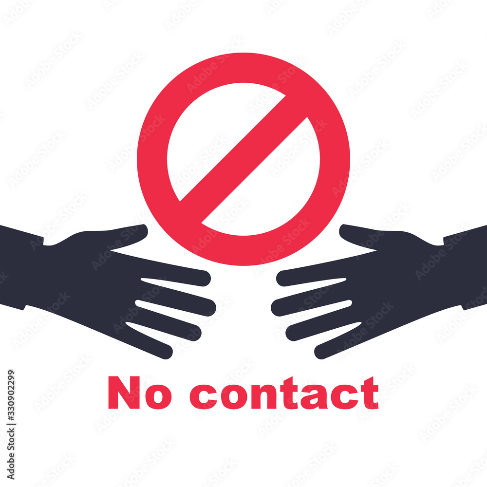 Black pictogram do not contact. Silhouette icon No handshake. Red ...