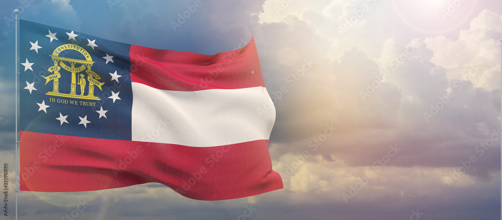 Flags of the states of USA. State of Georgia flag. Waving flag on ...