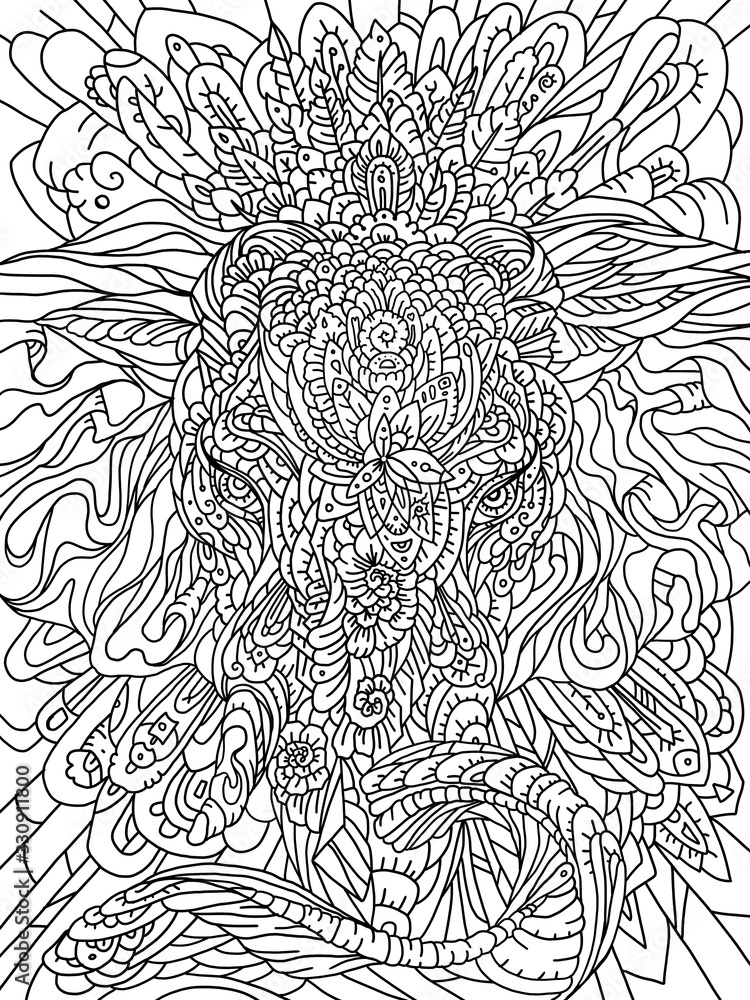 Fantastic psychedelic drawings for coloring. Unique design, self ...