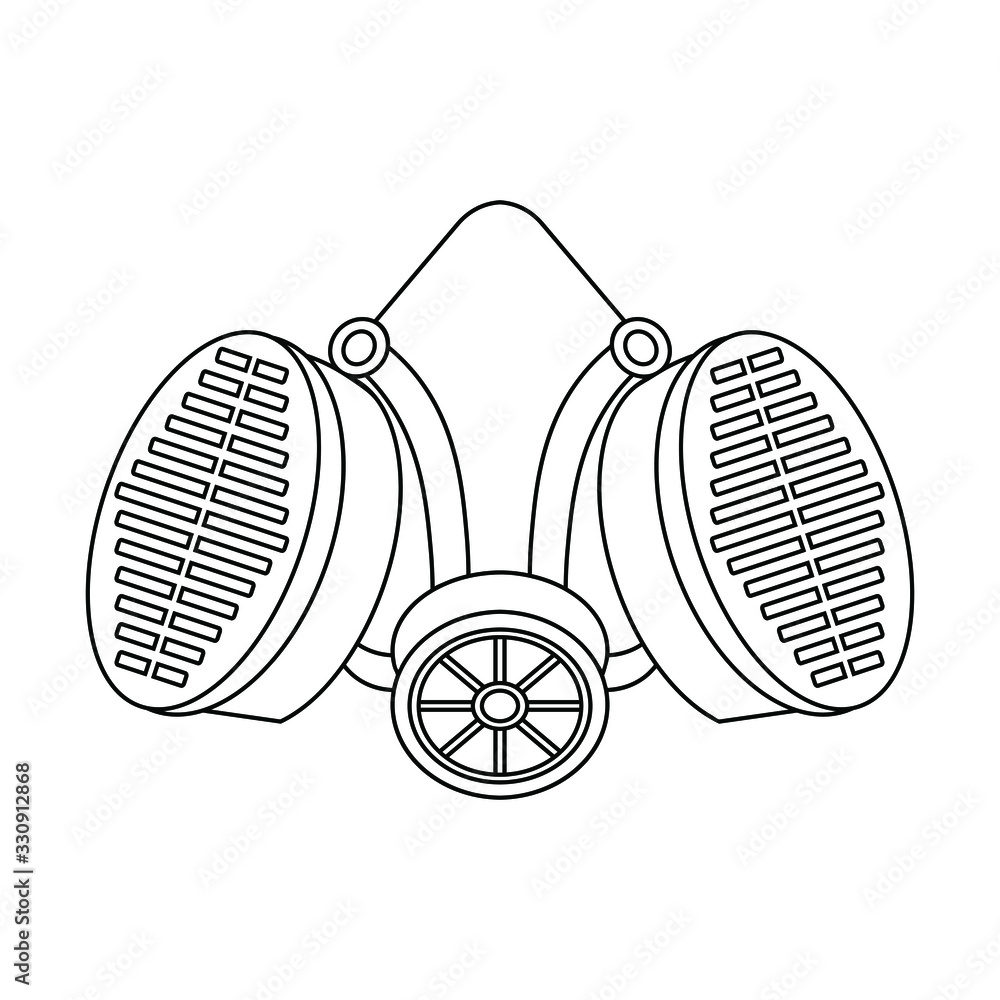 Vector linear Safety breathing mask illustration on white background ...