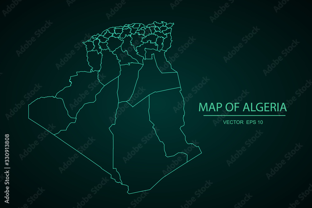 Vecteur Stock High Detailed Blue Map of Algeria isolated on white ...