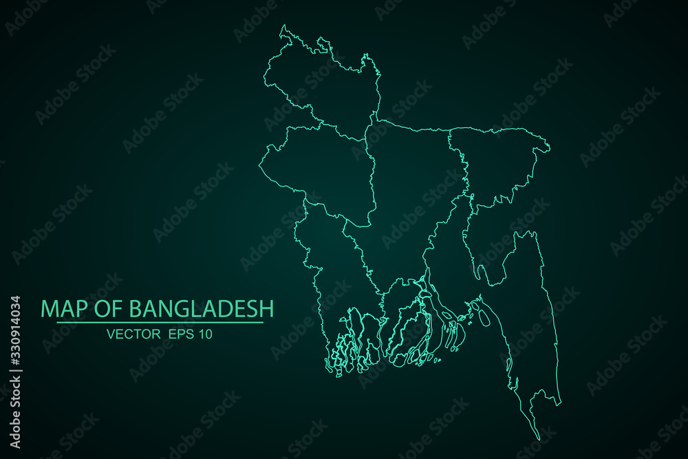 bangladesh map - blue pastel graphic background . Vector illustration ...