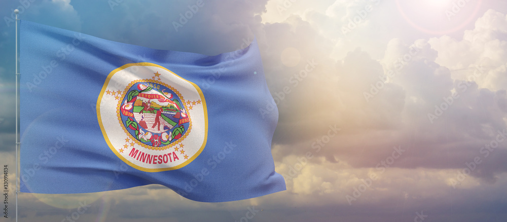 Flags of the states of USA. State of Minnesota flag. Waving flag on ...