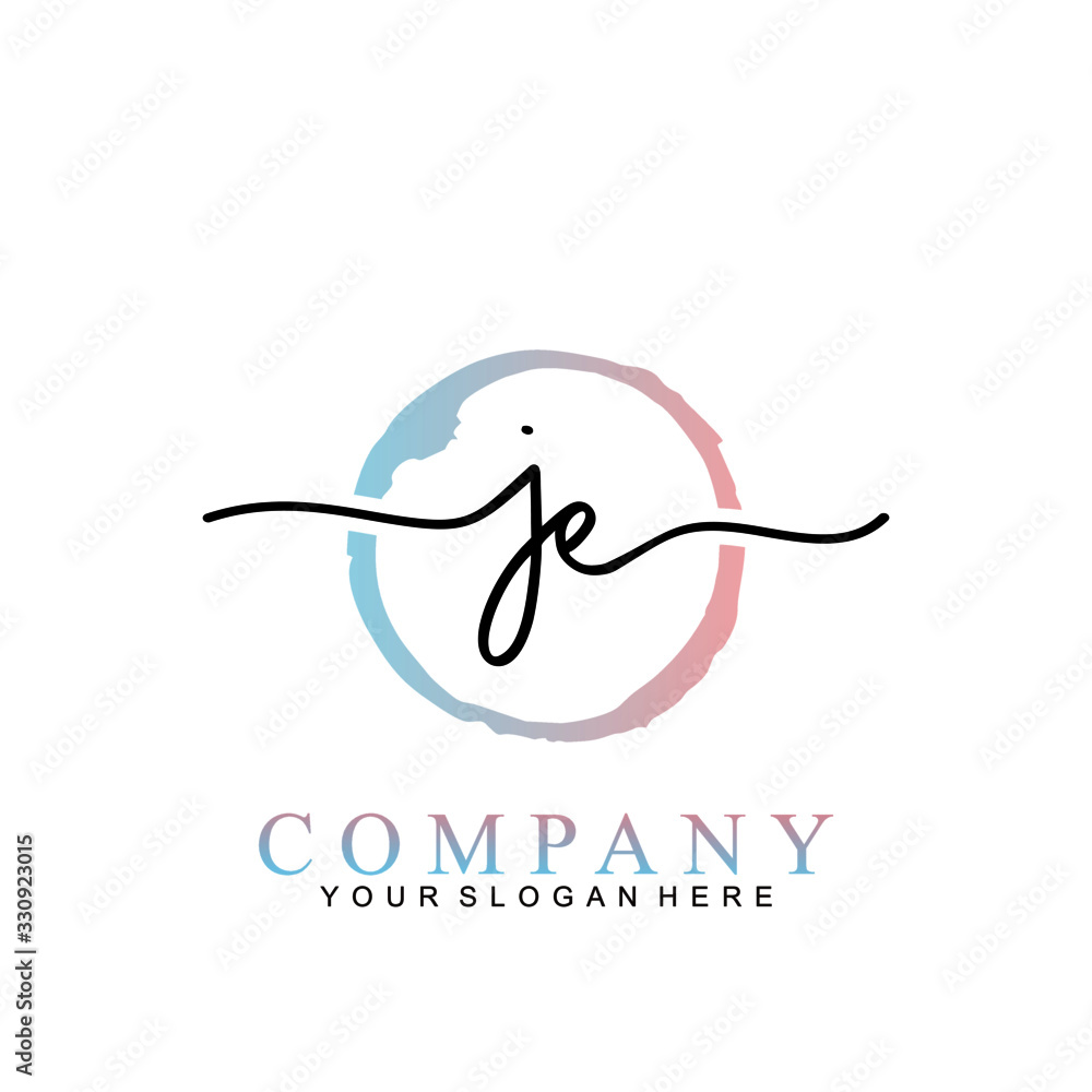 JE Handwritten initial logo vector logo template with brush Stock ...