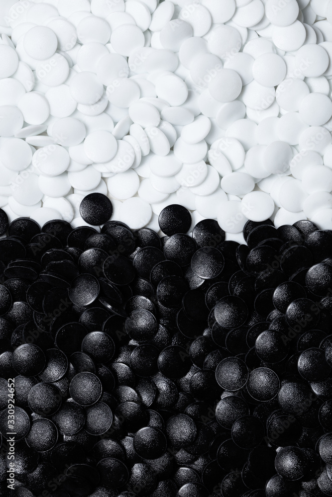 Black and white stones of traditional Chinese strategy board game "GO ...