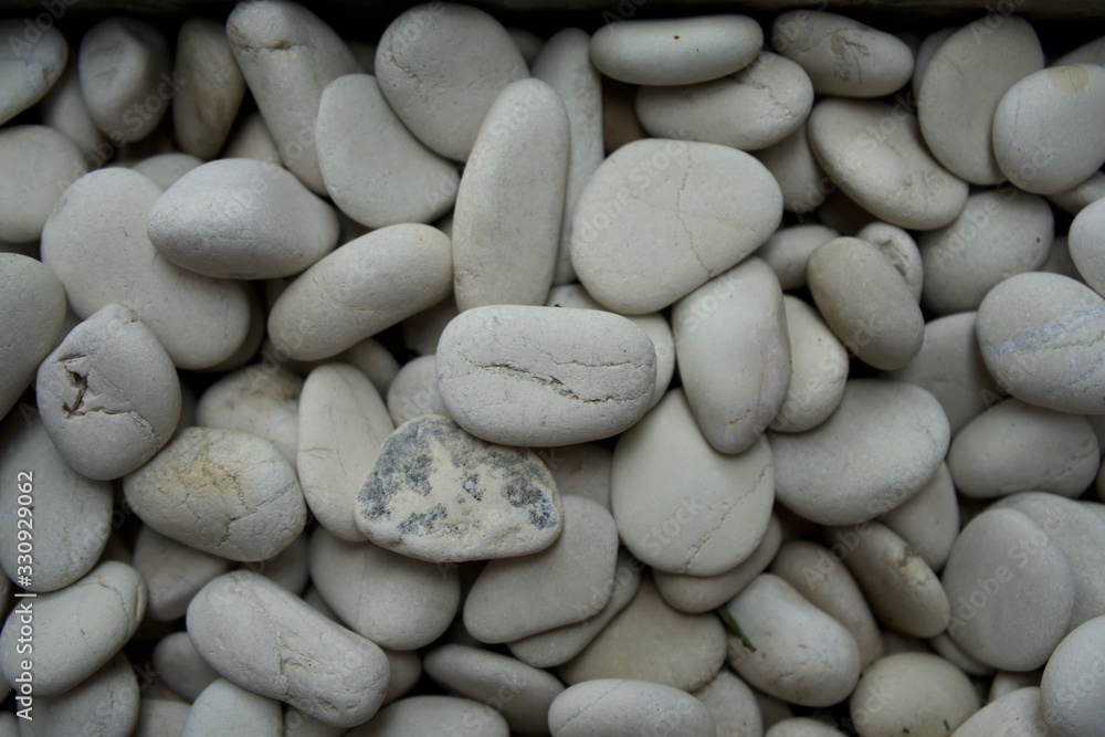 The full frame image of Sea Ivory White Pebbles, Photographed at close ...