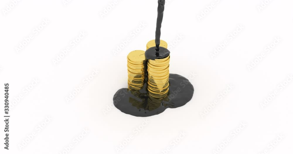 Vidéo Stock Black oil poured money on white background. Money ...