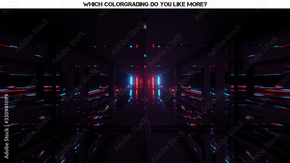 Motion graphics of moving through highly reflective dark space with ...