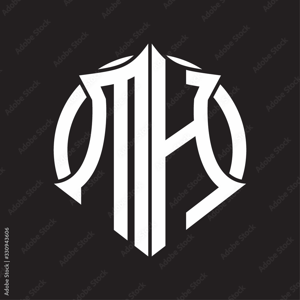 MH Logo monogram with emblem and circle rounded design template Stock ...