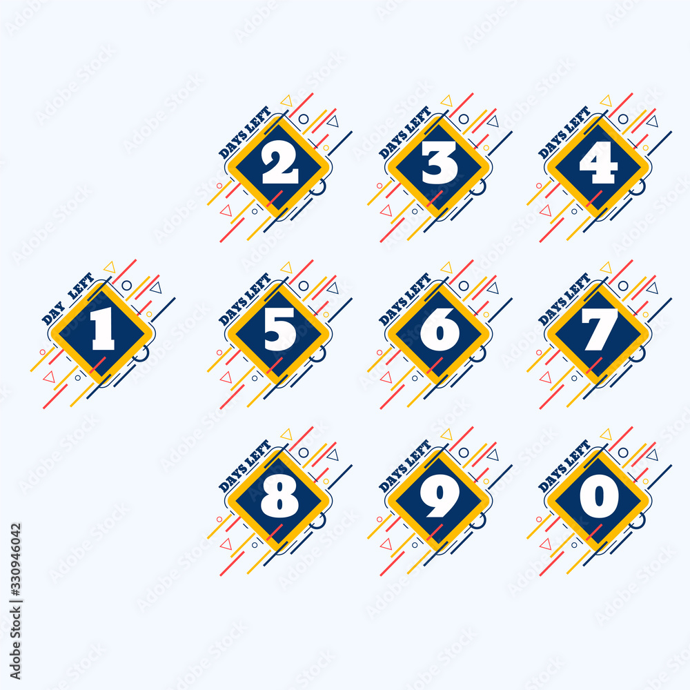 set of number days left countdown vector illustration eps 10 template ...