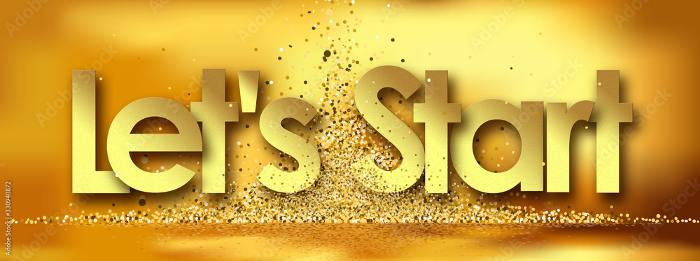 Let's Start in golden stars background Stock Illustration | Adobe Stock