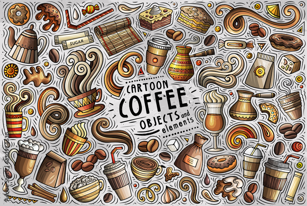 Vector set of Coffee theme items, objects and symbols Stock Vector ...