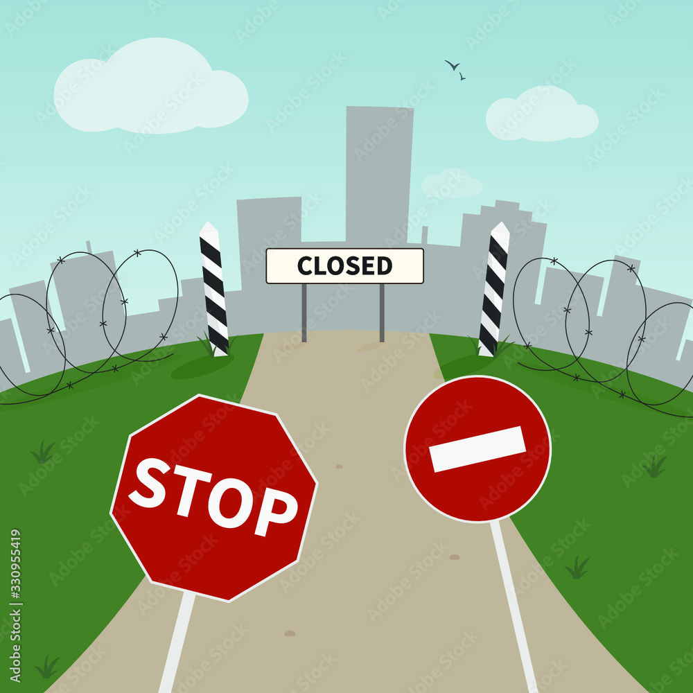 Prohibited signs at the entrance to the city. Closed city Stock Vector ...