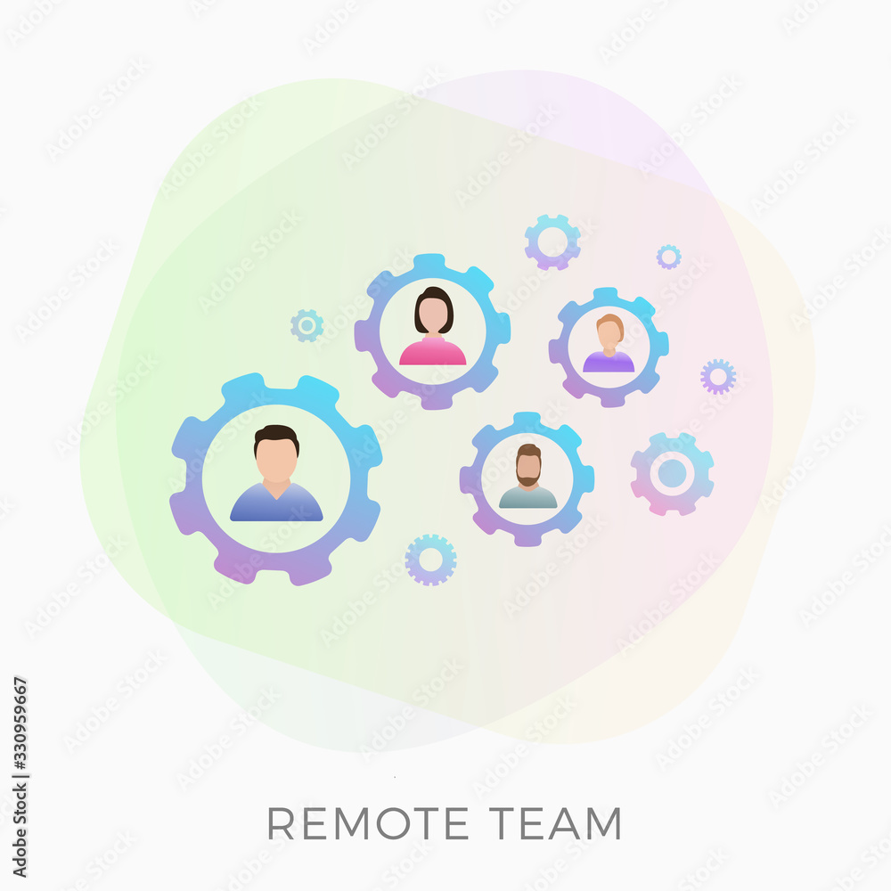 Remote team vector flat icon concept. Distance Teamwork Business ...
