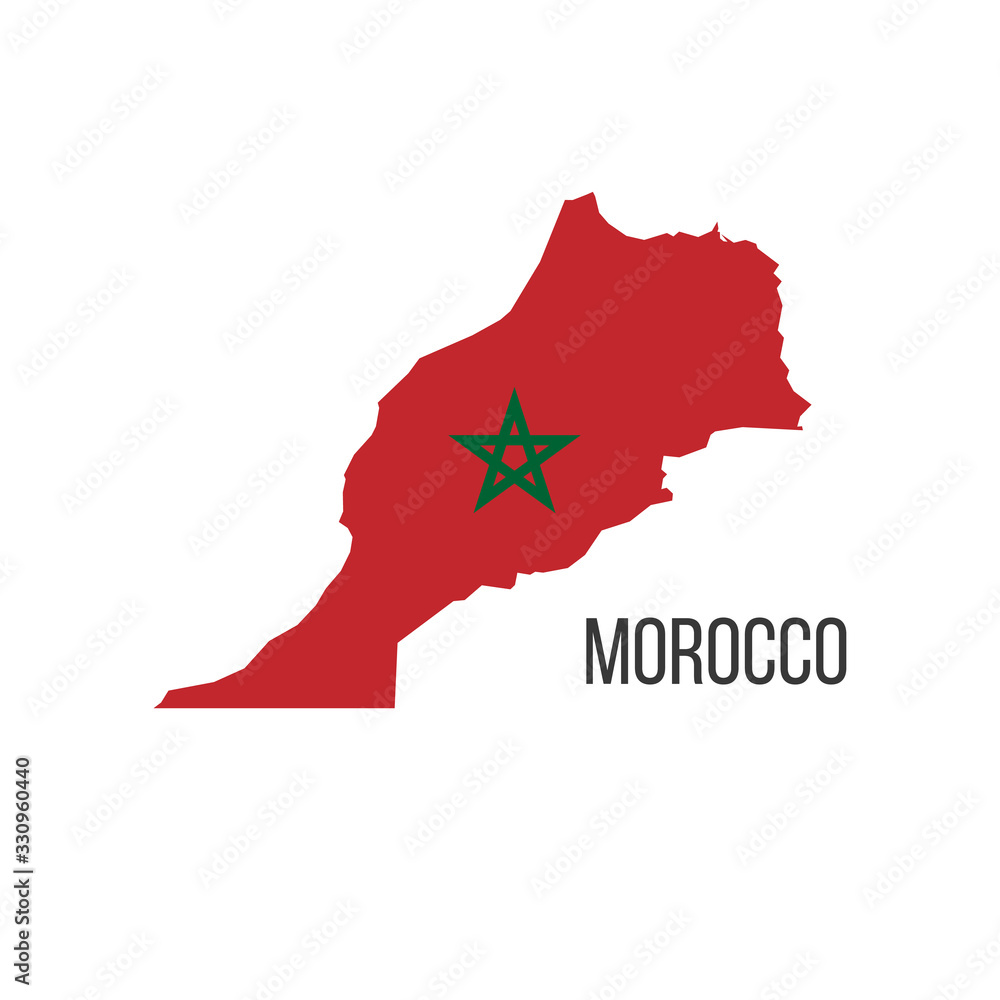 Morocco flag map. The flag of the country in the form of borders. Stock ...