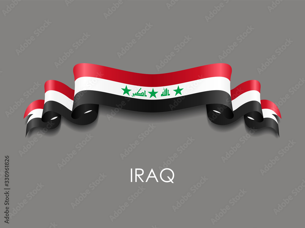 Iraqi flag wavy ribbon background. Vector illustration. Stock Vector ...