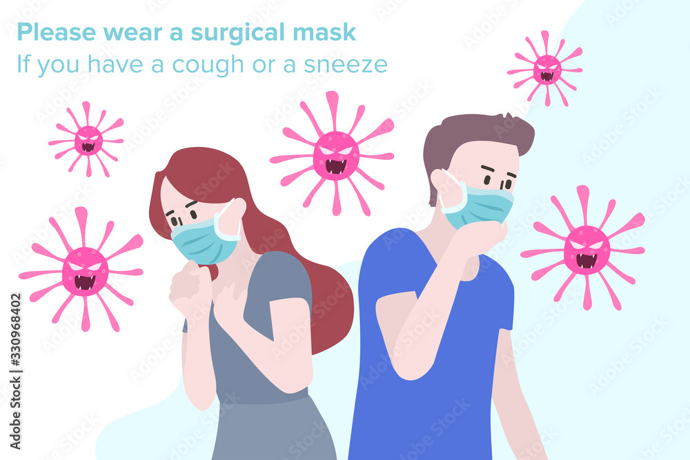 Guidance for sick people with the flu Concept with woman who coughing ...