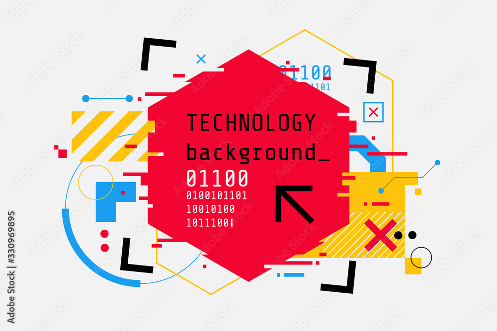 Abstract technology colorful background in cyberpunk style. High tech ...
