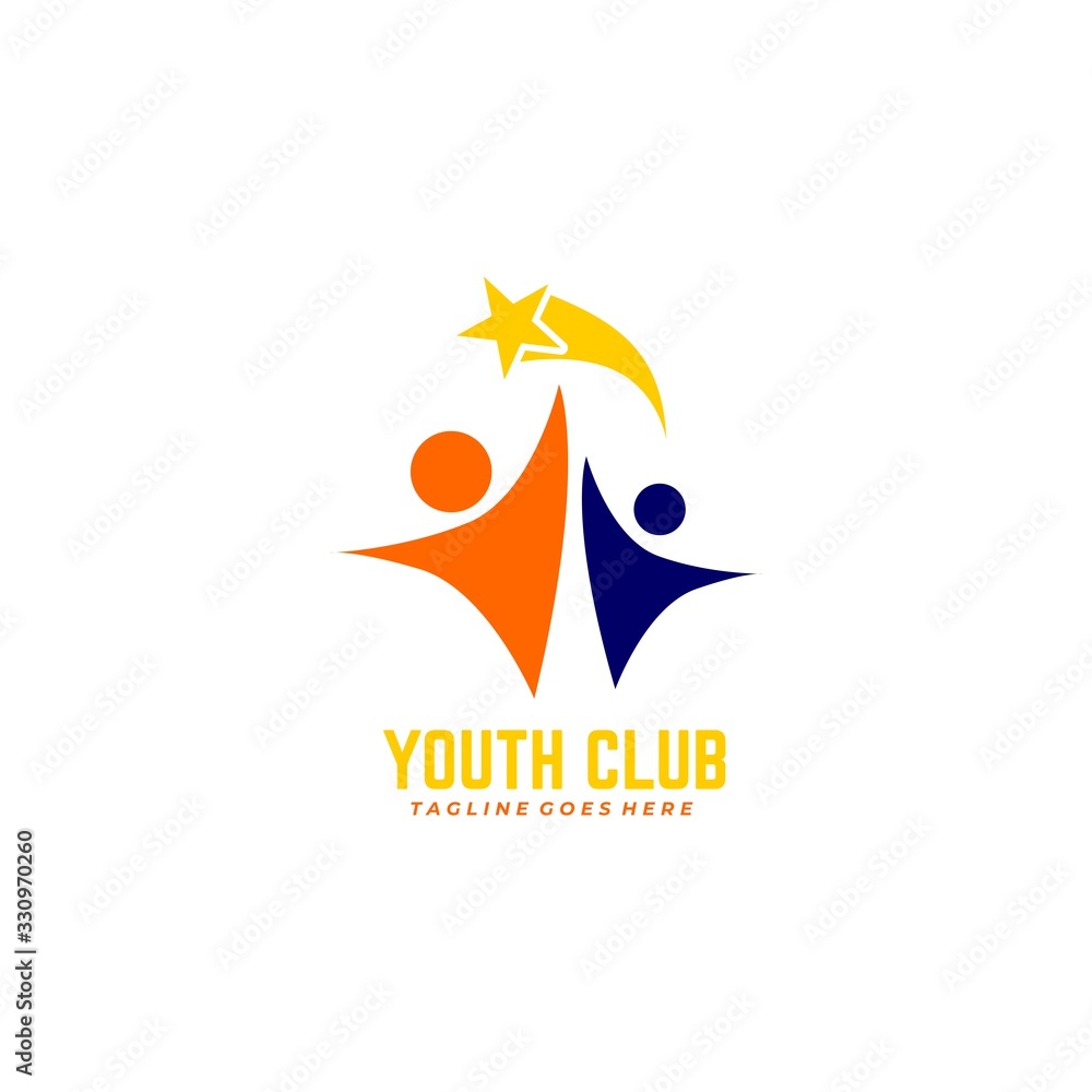 Abstract Peoples Raise Twinkling star Youth Logo Template Stock Vector ...