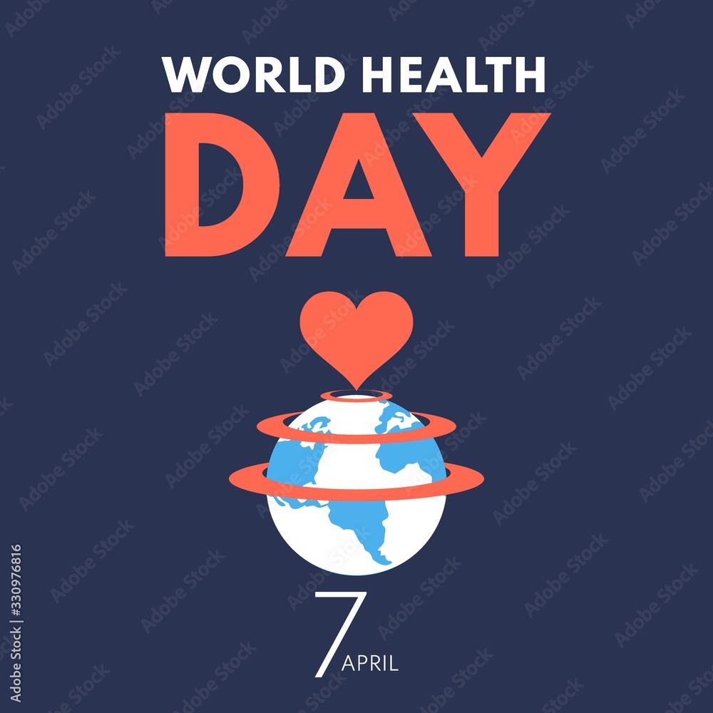 International world health day greeting card design template consisting ...