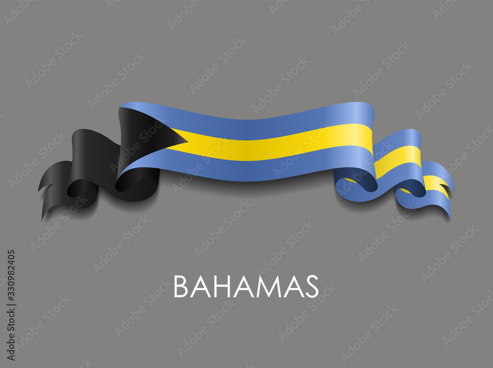 Bahamian flag wavy ribbon background. Vector illustration. Stock Vector ...