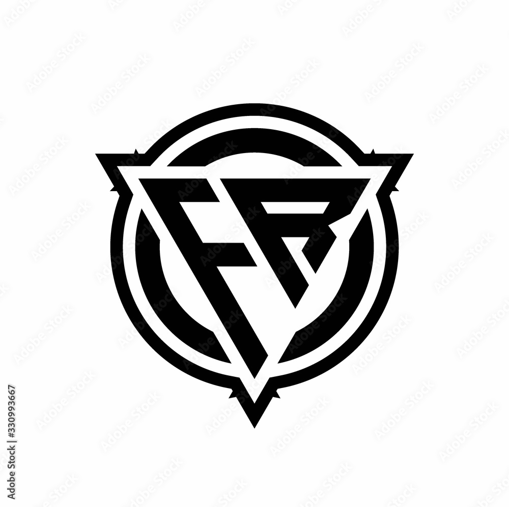 FR logo with triangle shape and circle with outline rounded design ...